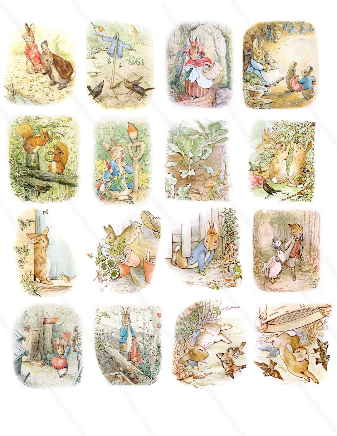 Digital Collage Sheet Peter Rabbit and Friends Beatrix Potter Art ...