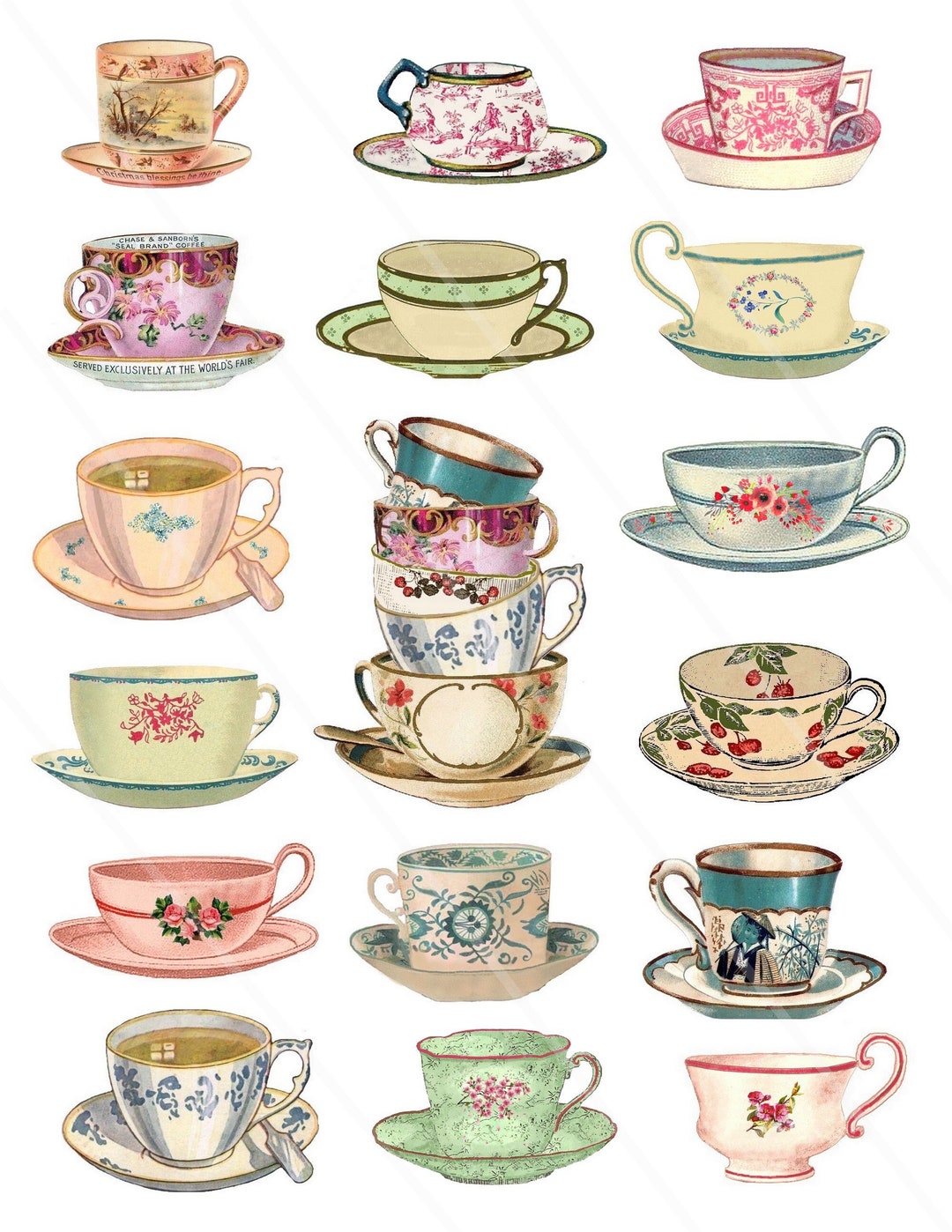 Teacup Clipart Tea Clipart Teacup Floral Vintage Tea Cups Tea Party ...