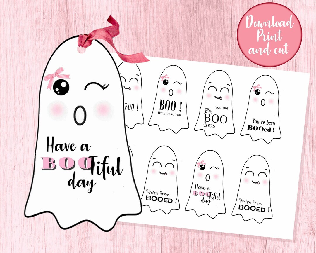 You've Been Booed Tags, Halloween Ghost Printable Pink Halloween Tags ...