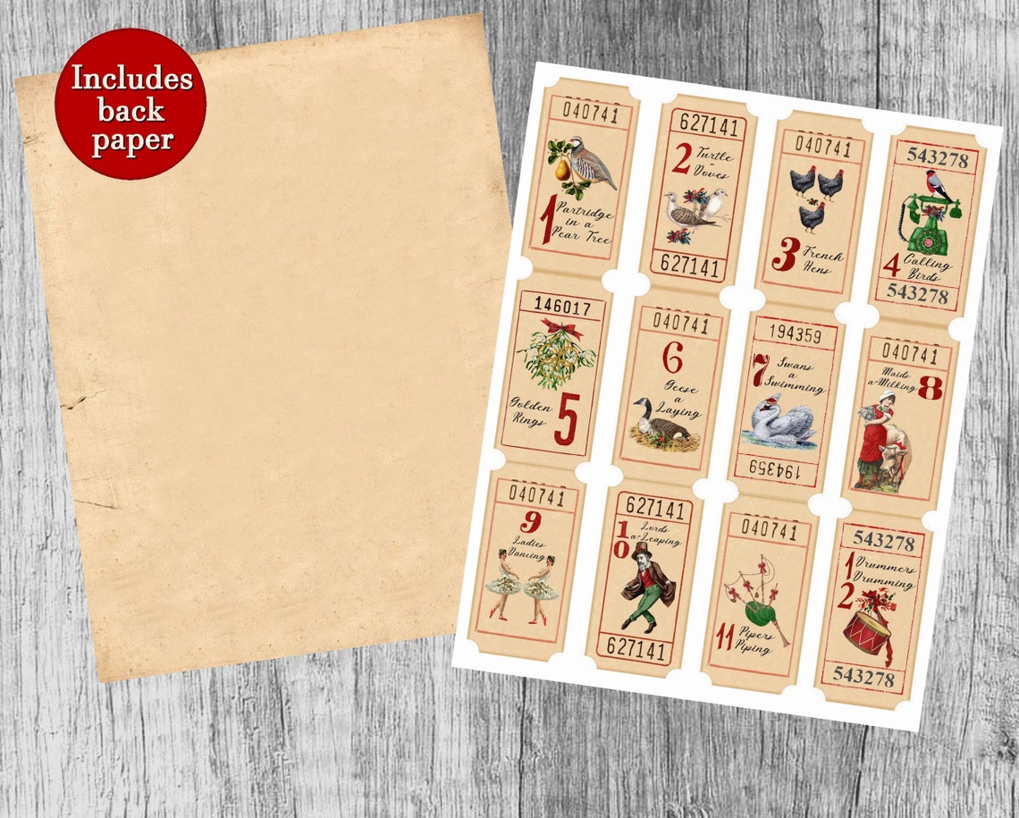 Twelve Days of Christmas Tickets Printable Christmas Admit One ...