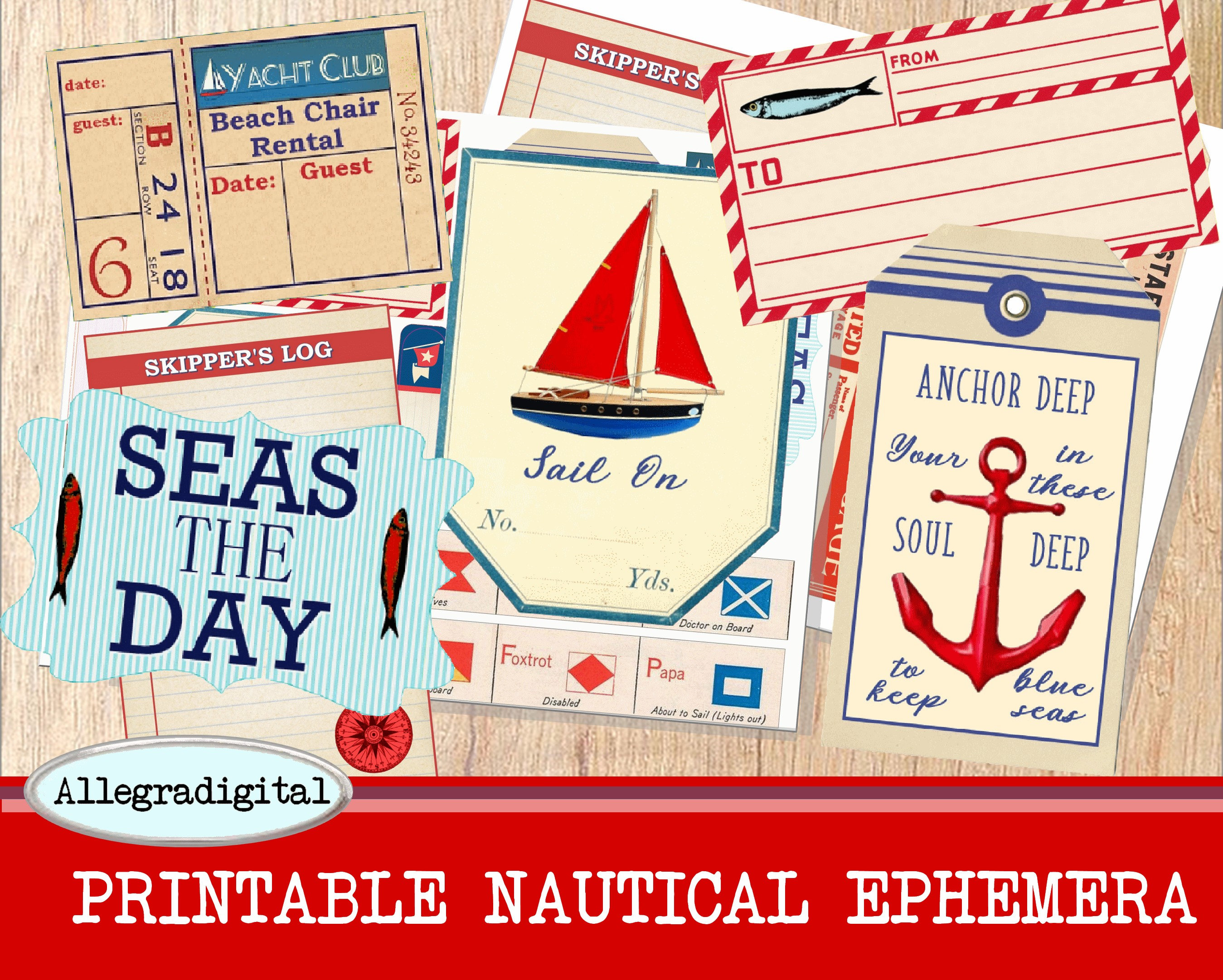 Vintage Nautical Digital Collage Sheet Ephemera Nautical Sea - Etsy