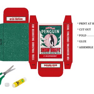 Printable Retro Christmas Ornament Box for Gifts, DIY Vintage Box ...