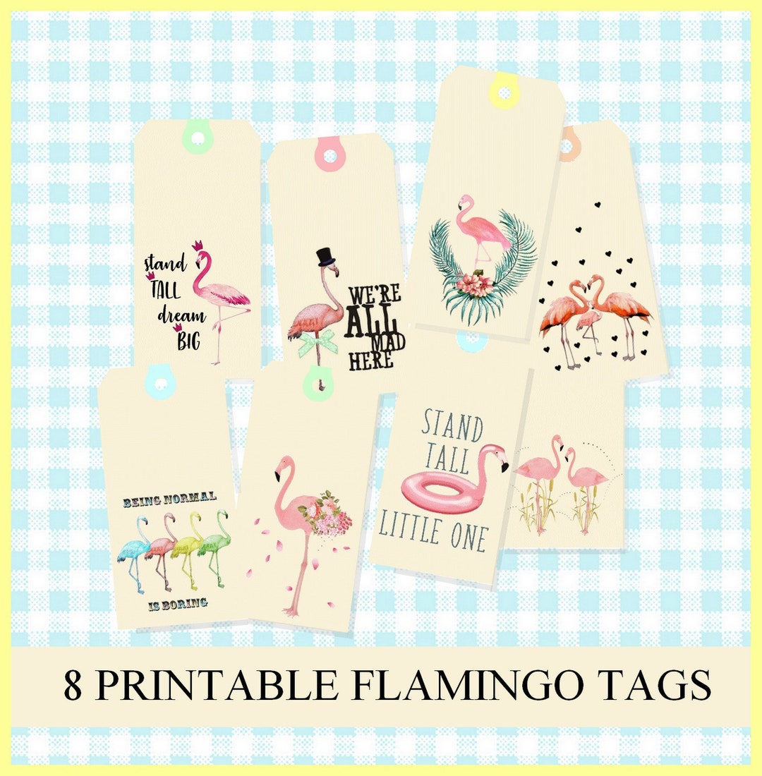Flamingo Tags Printable Gift Tags Hang Tags Journaling Journal Craft ...