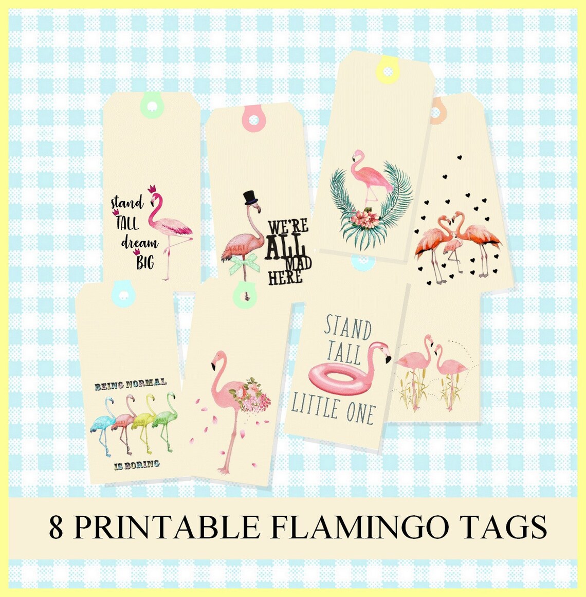 Flamingo Tags Printable Gift Tags Hang Tags Journaling Journal - Etsy