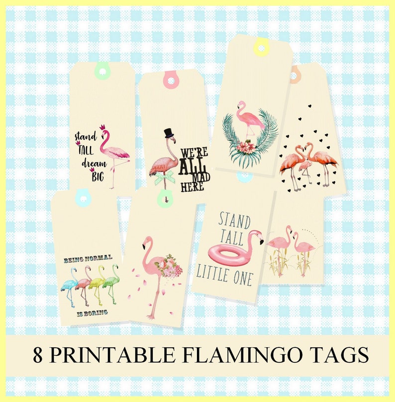 Flamingo Tags Printable Gift Tags Hang Tags Journaling Journal - Etsy