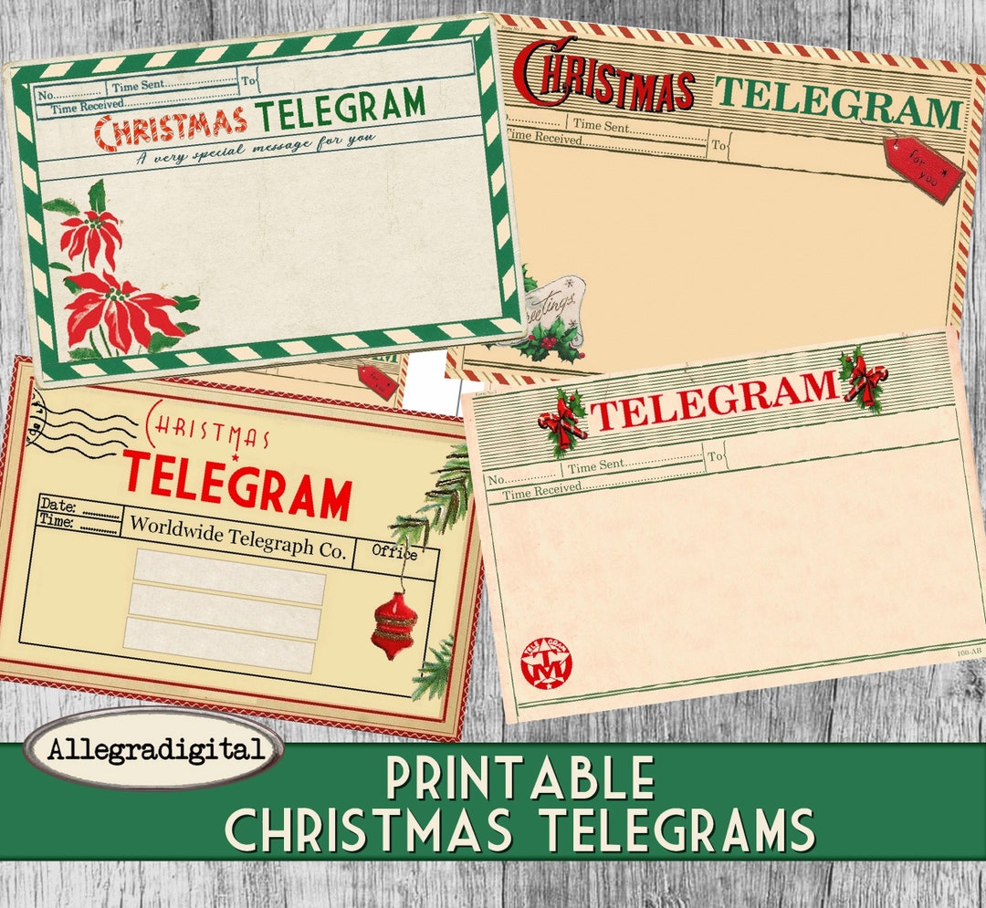 Retro Digital Christmas Telegrams, Santa Grams, Printable Christmas ...