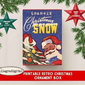 Printable Retro Christmas Ornament Box for Gifts, DIY Vintage Box ...