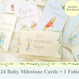 Peter Rabbit Baby Milestone Cards, Printable Baby Steps Cards Milestone ...