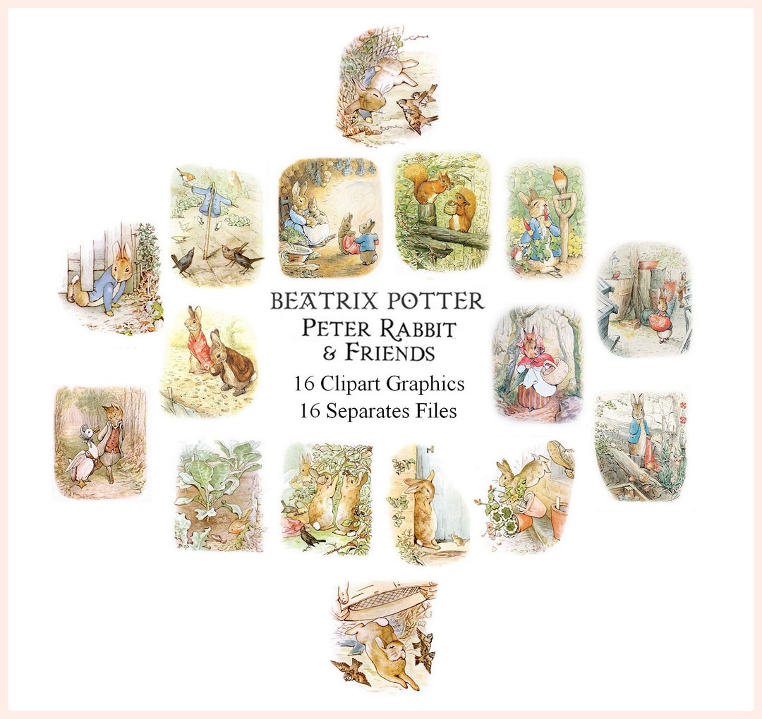 Digital Collage Sheet Peter Rabbit and Friends Beatrix Potter Art ...