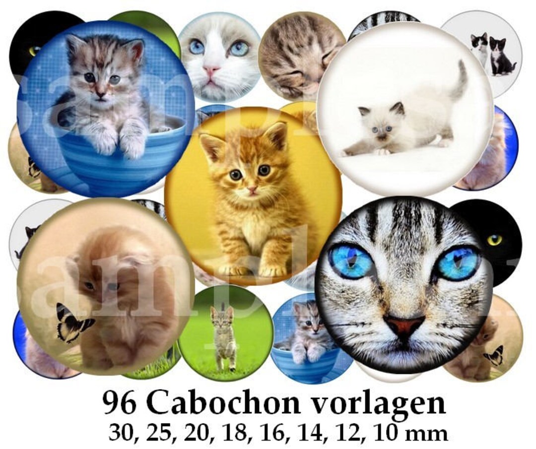 Cats & Kittens - Digital Collage Sheet - 1 Inch Round Circles and More ...