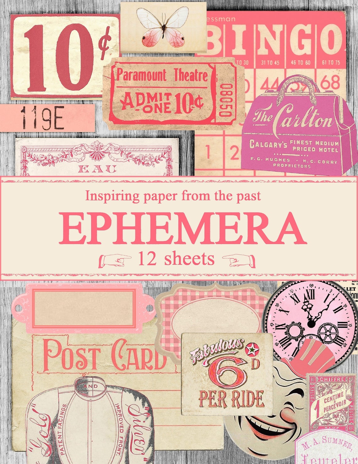 Pink Ephemera Pack Instant Download Printable Digital - Etsy