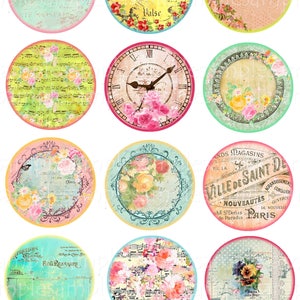 Digital Print OLD GARDEN 2.5 Inch Circle - Writable Tag Flower Images ...