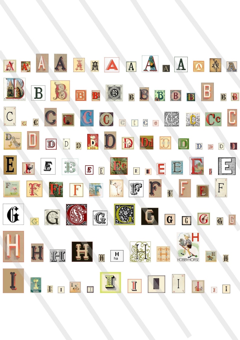 Digital Collage Sheet Retro Alphabet Letters Printable - Etsy