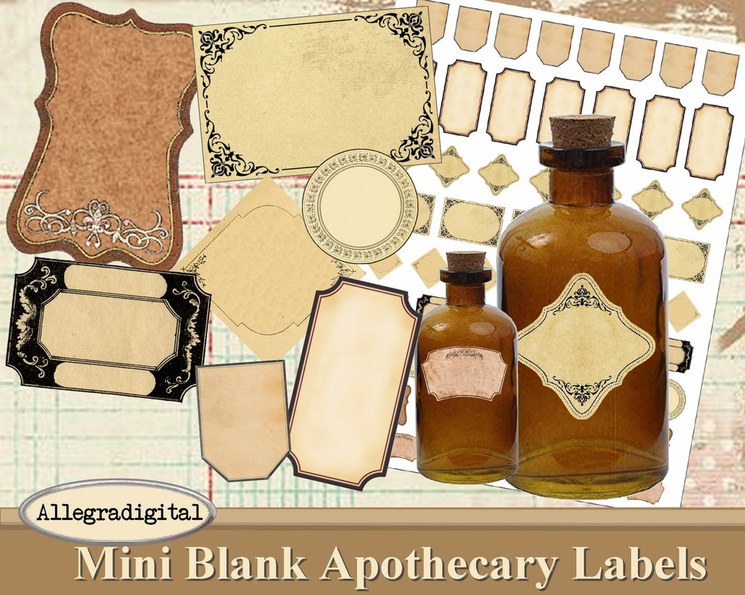 Mini Blank Apothecary Labels Printable Add Text Crafting Digital ...