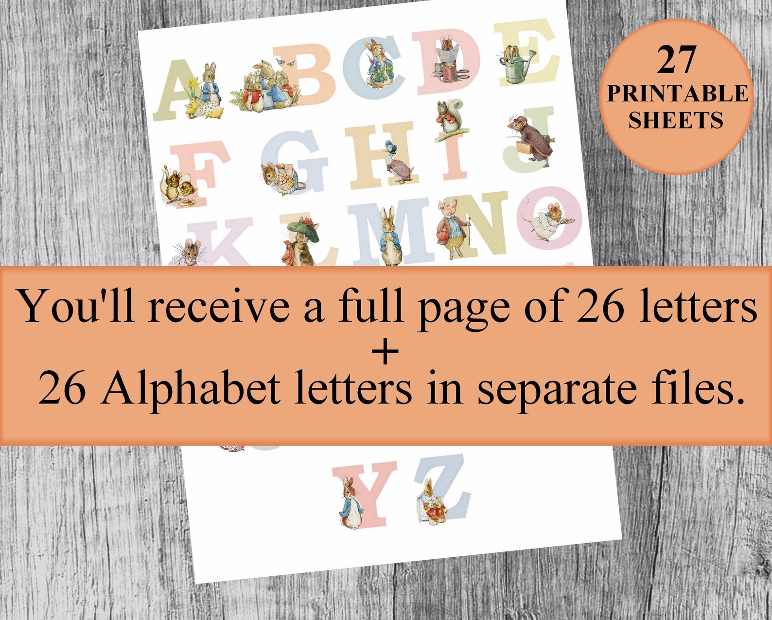 Beatrix Potter Alphabet Peter Rabbit Digital Collage Sheets ABC Peter ...