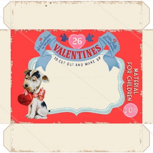Retro Valentines Day Printable Box Template, DIY vintage box template ...
