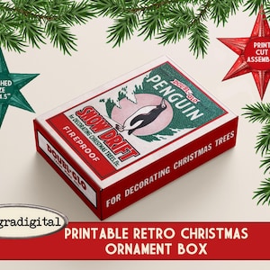 Printable Retro Christmas Ornament Box for Gifts, DIY Vintage Box ...
