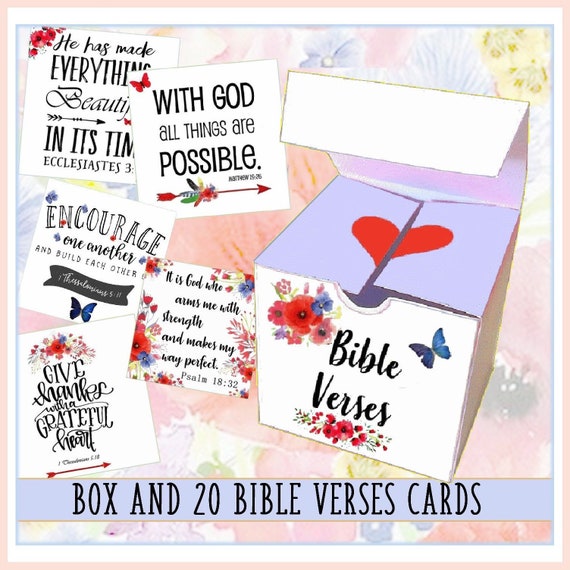 Printable download bible verses tags and BOX Scripture Art - Etsy France