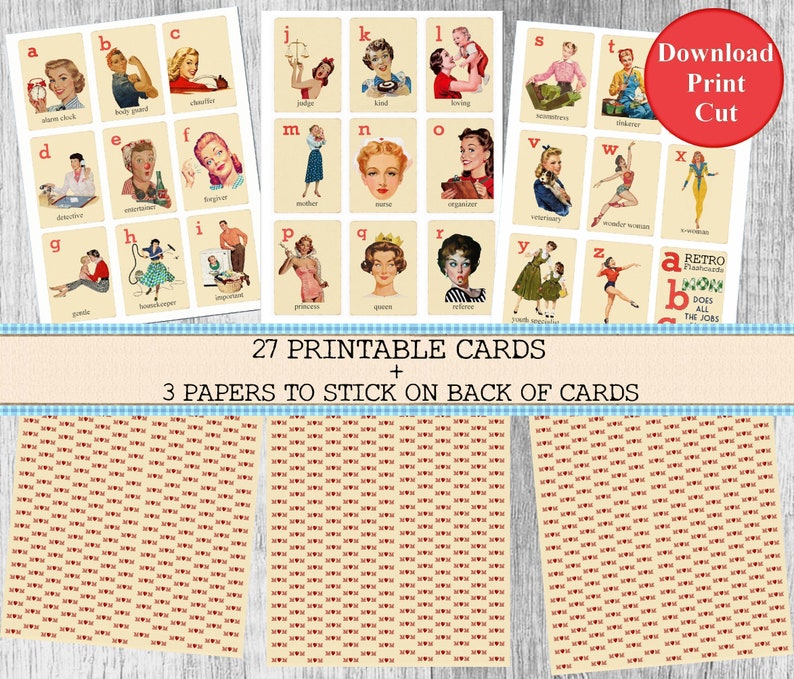 ABC Mother's Day Cards Alphabet, Flash Cards, Letters, Pocket Ephemera ...