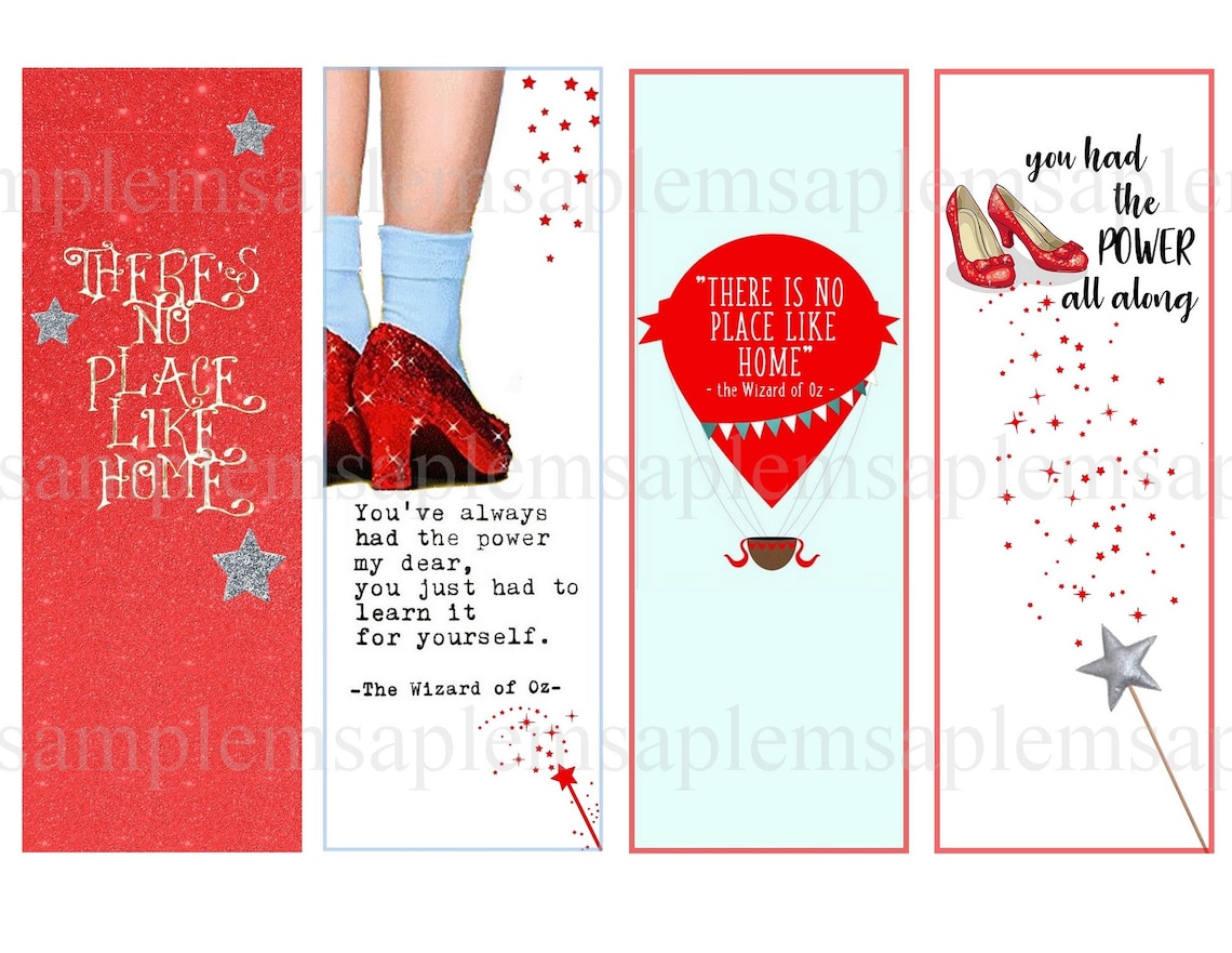 The Wizard of Oz Printable Bookmarks, Book Lover Digital Bookmarks ...