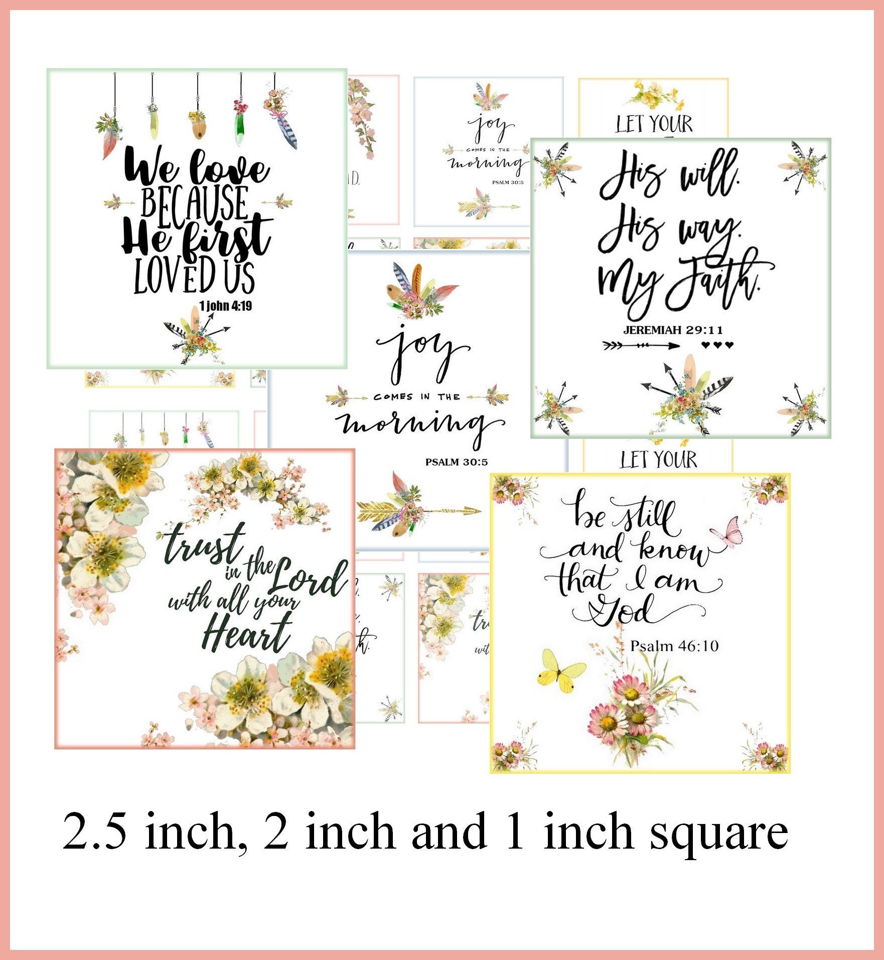 BIBLE VERSES Digital Collage Sheet Scrabble 2.5x2.5 Inch Coaster Size ...