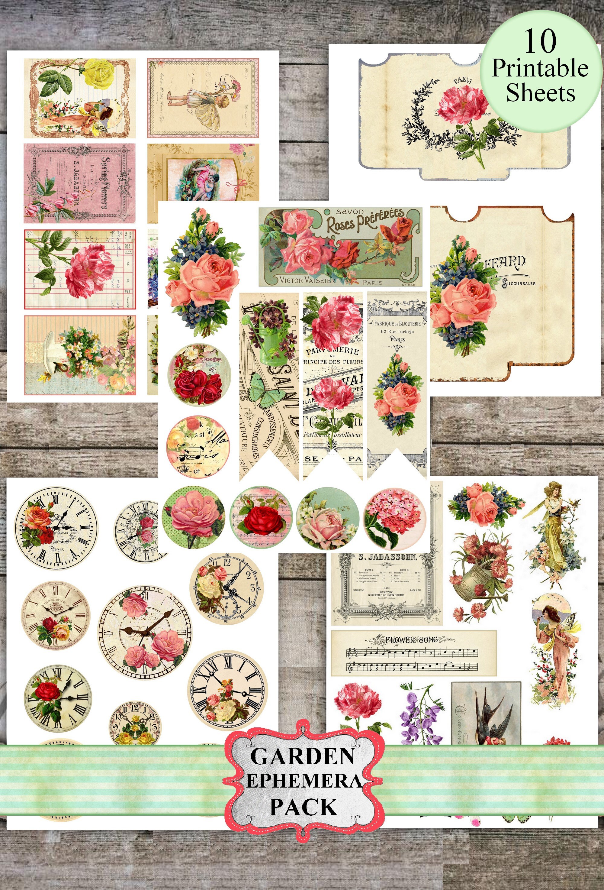 Flowers Garden Ephemera Pack Junk Journal Ephemera Postcard - Etsy