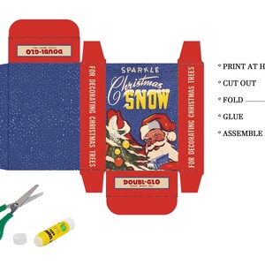 Printable Retro Christmas Ornament Box for Gifts, DIY Vintage Box ...