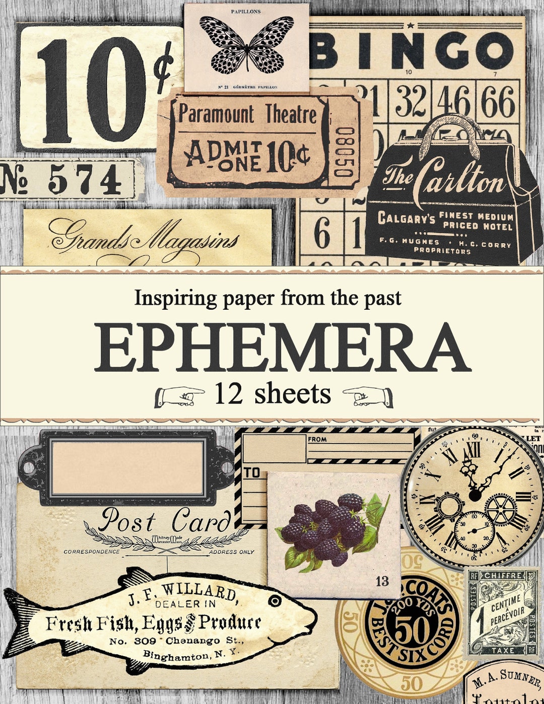 Vintage Black and Beige Ephemera Pack – Printable Junk Journal Kit ...