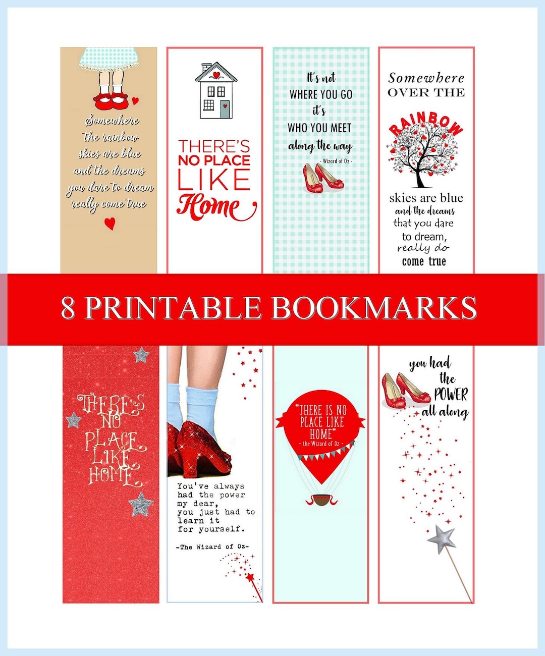 The Wizard of Oz Printable Bookmarks, Book Lover Digital Bookmarks ...