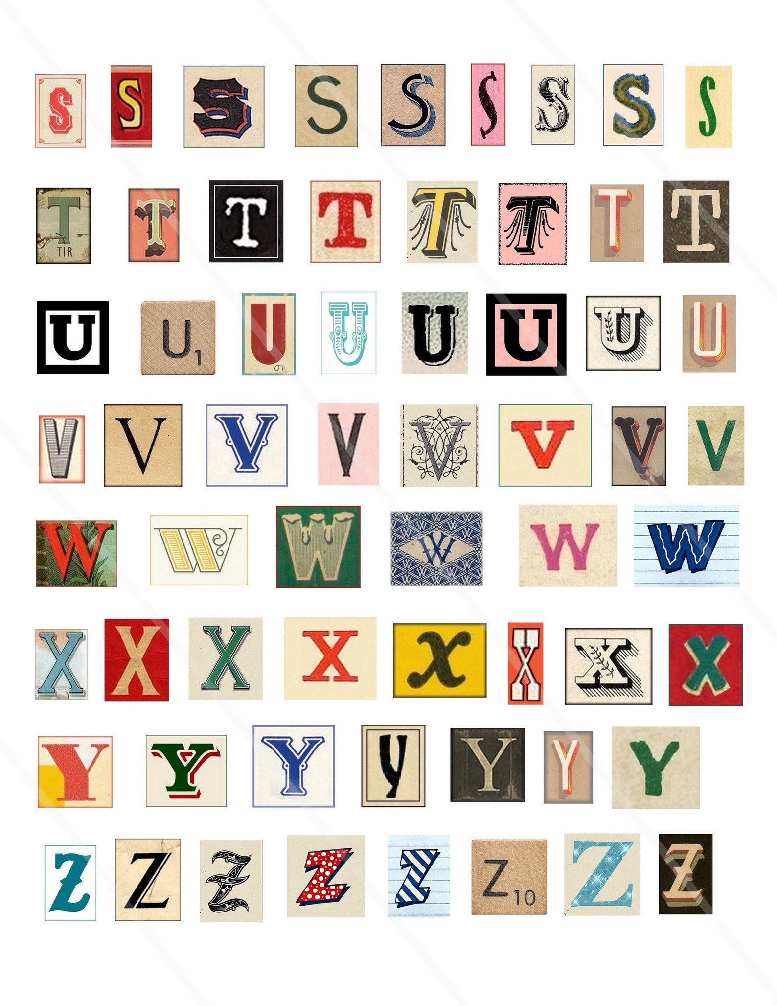 Retro Printable Alphabet Letters, Vintage Alphabet Cliparts,scrapbook ...