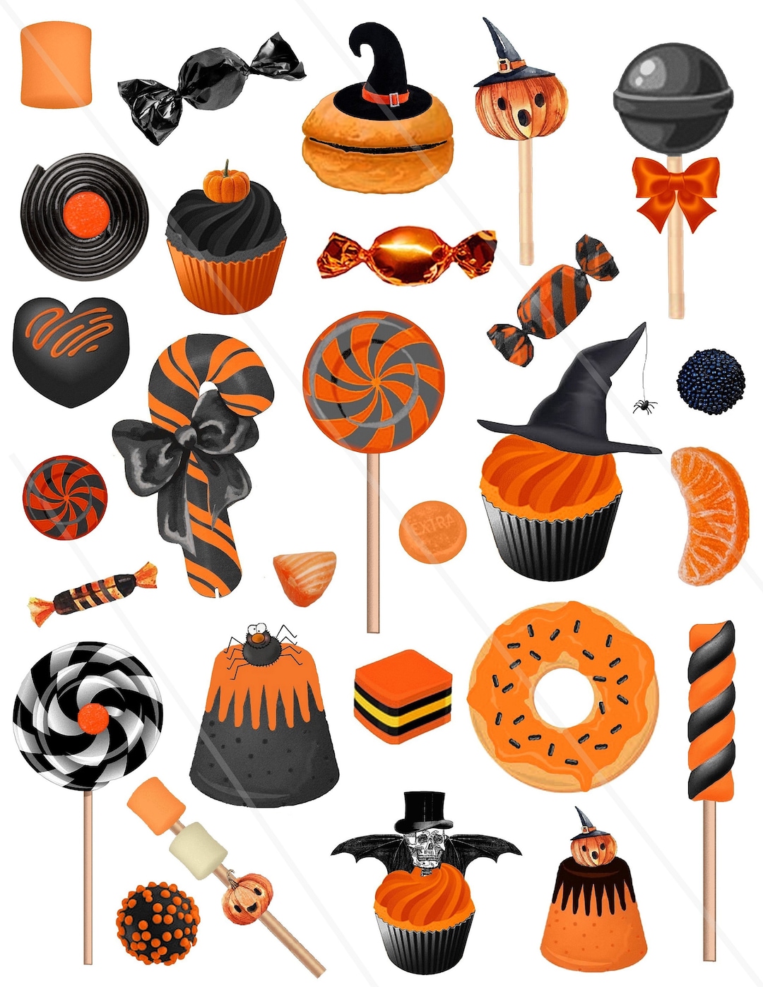 Digital Halloween Candy Cliparts Halloween Sweet Treats Illustration ...