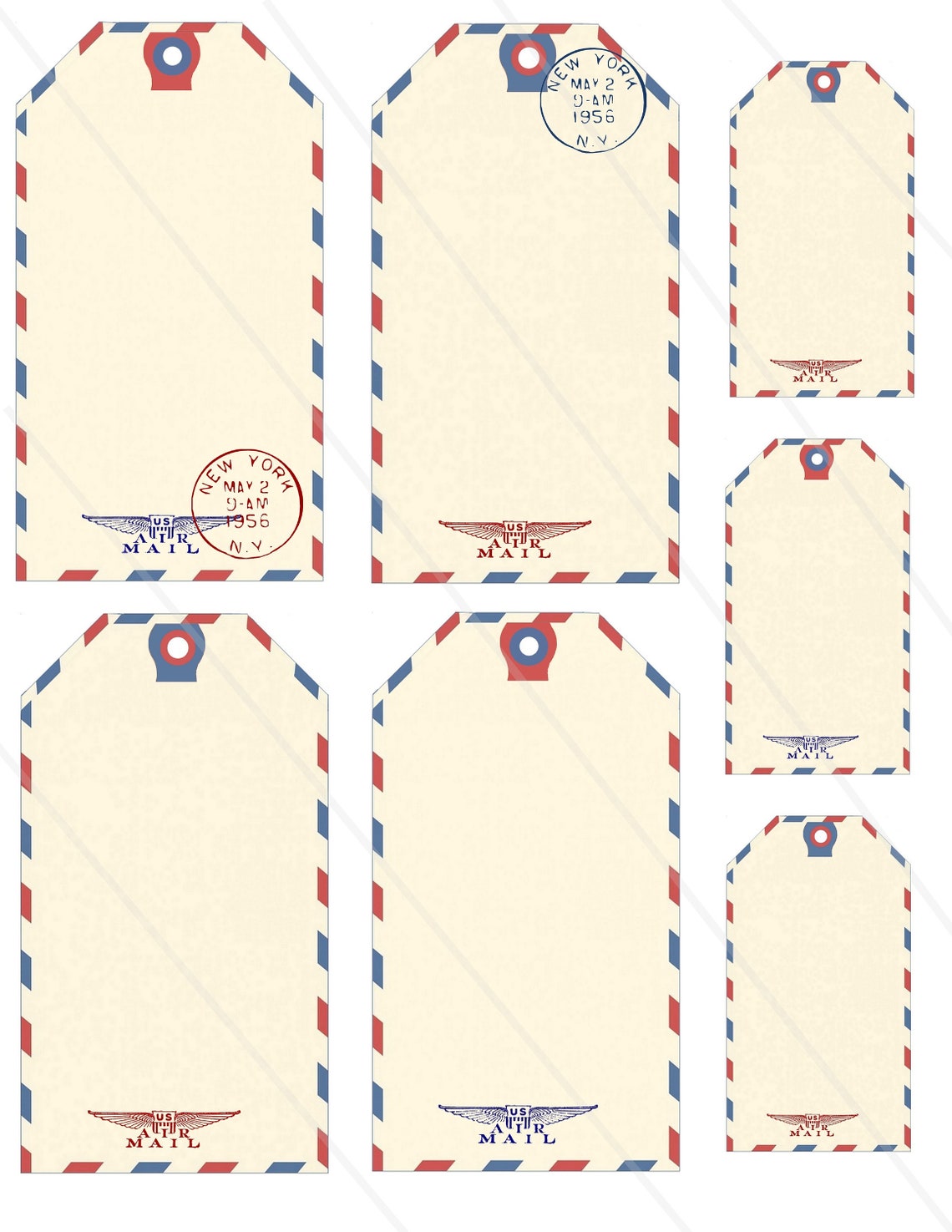 Air Mail Tags Printable Add Text Journaling Journal Craft Hobby ...