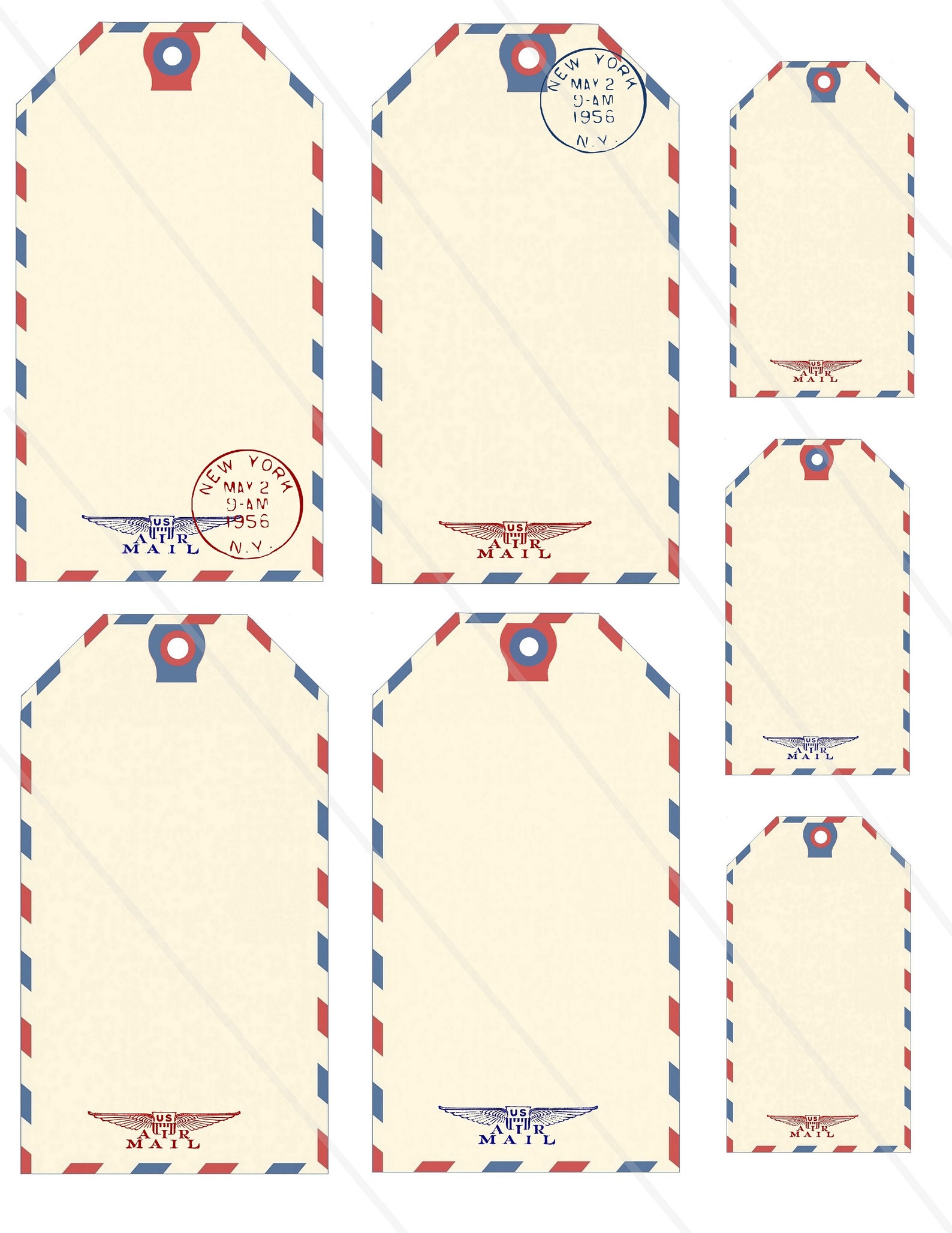 Air Mail Tags Printable Add Text Journaling Journal Craft | Etsy