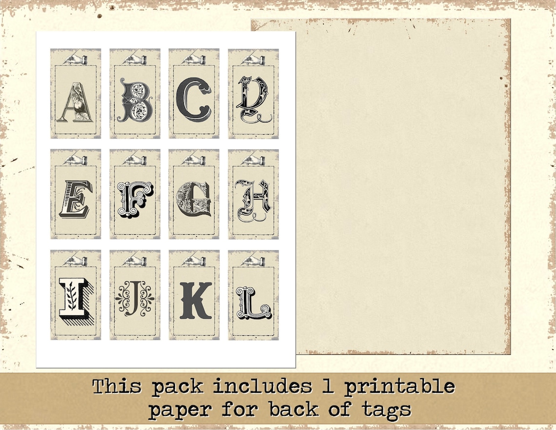 Alpha Tags, Letters and Numbers Junk Journal, Industrial Alphabet ...