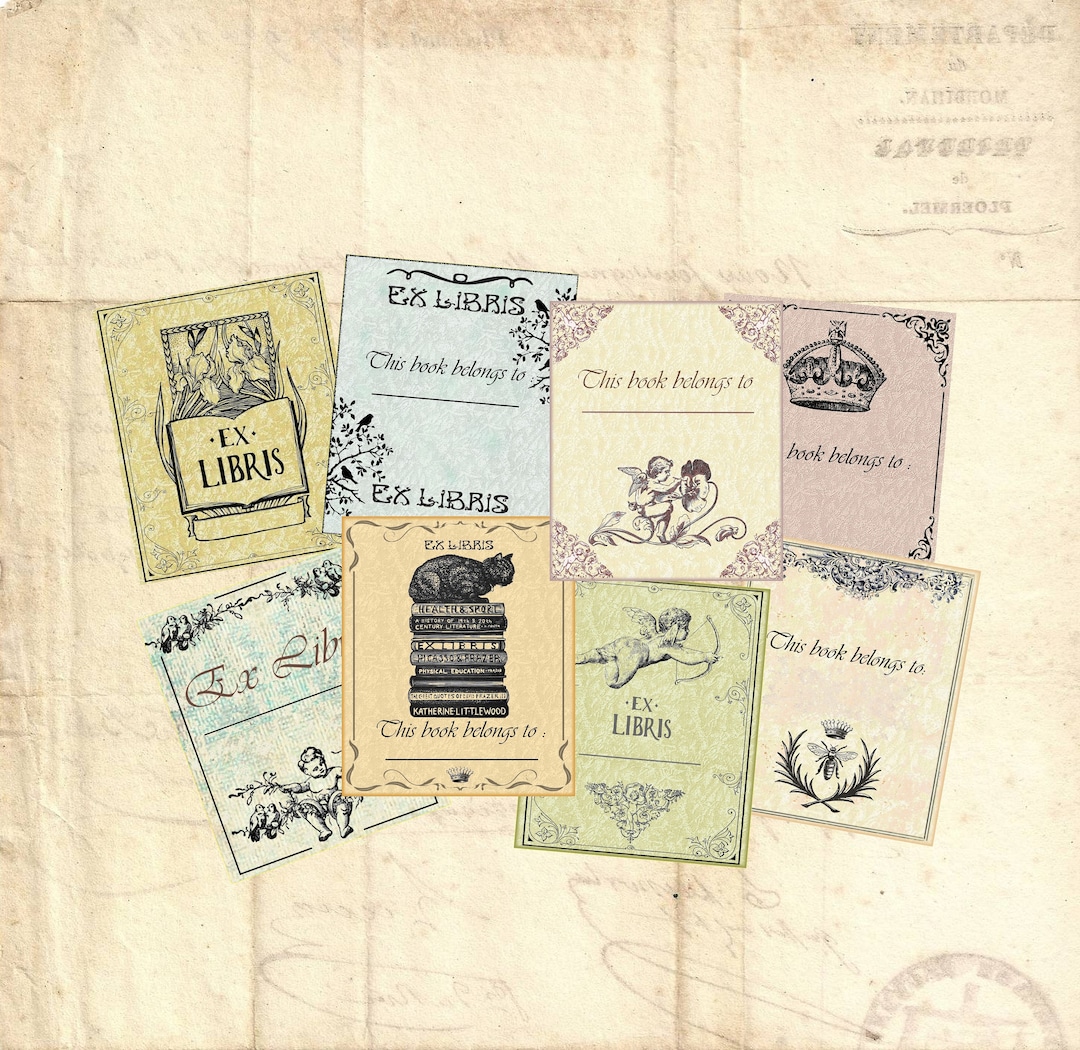 Antique EX LIBRIS Bookplates Digital Collage Sheet – Printable Vintage ...