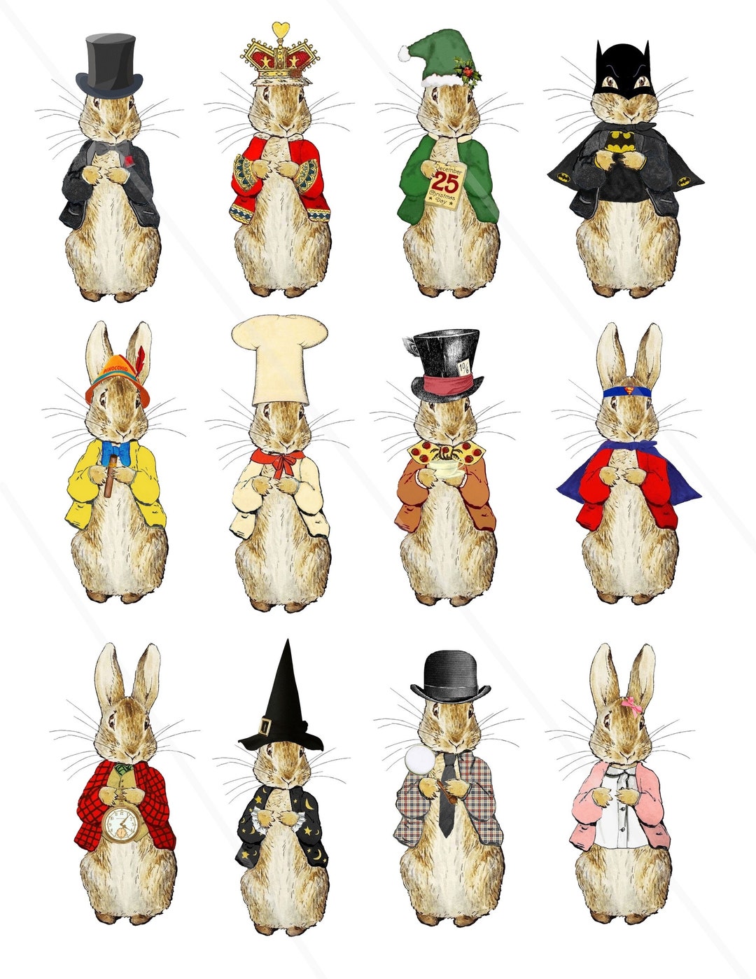 Digital Collage Sheet Peter Rabbit Beatrix Potter, Peter Rabbit ...