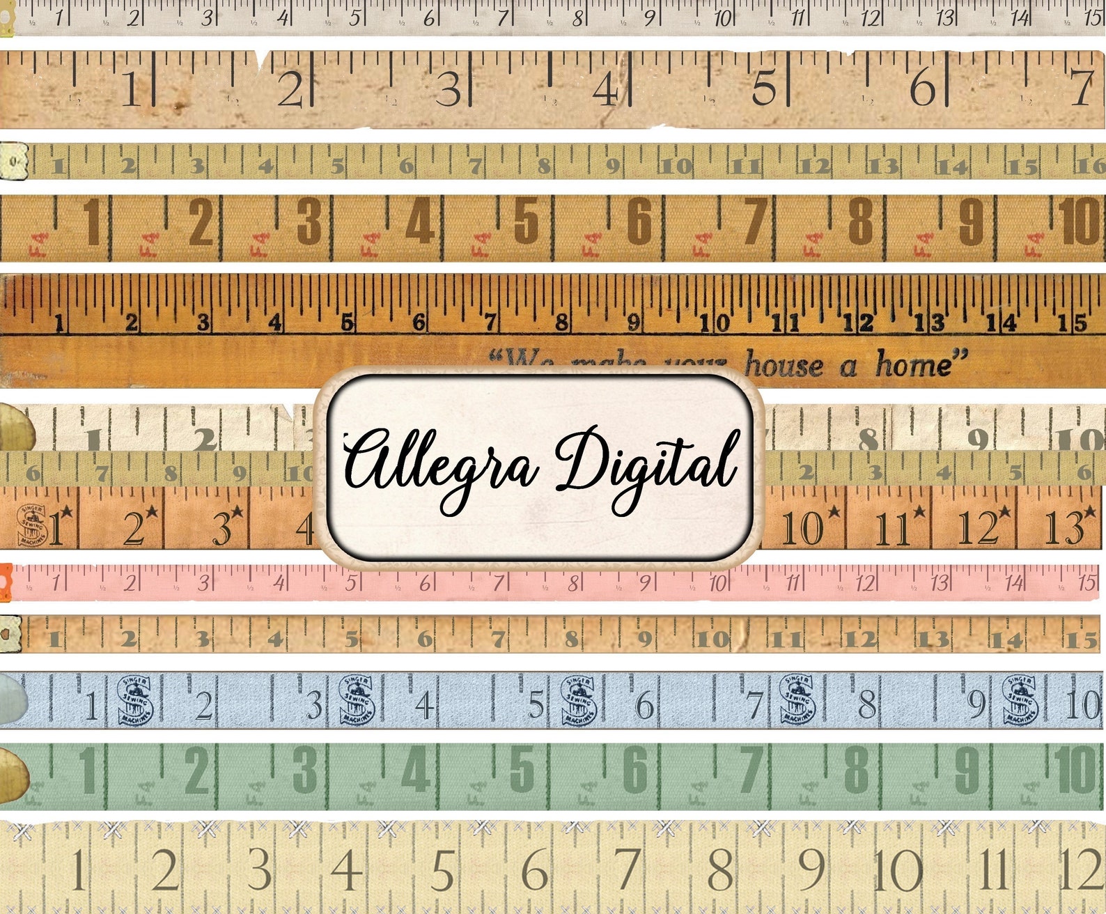 Vintage Tape Measure Measuring Old Printable Paper Craft Art Hobby ...