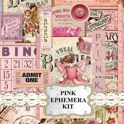 Pink Floral Junk Journal Digital Kit Printable Collage - Etsy
