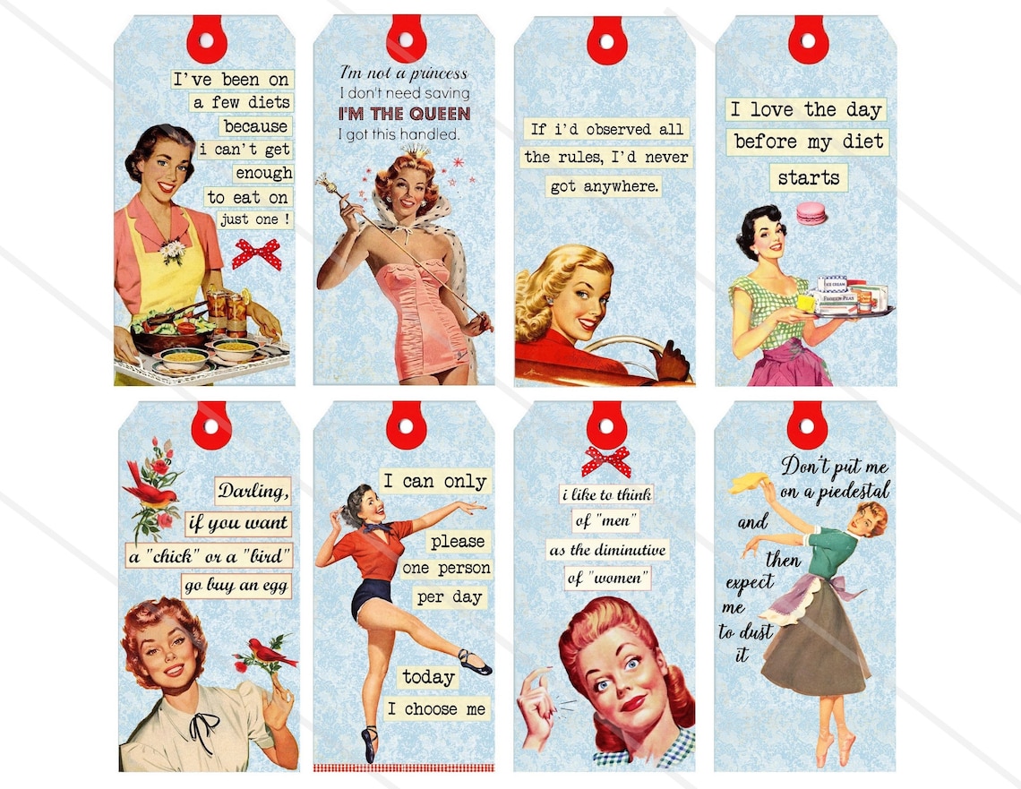 Funny Ladies Tags Printable Gift Tags Hang Tags Journaling | Etsy