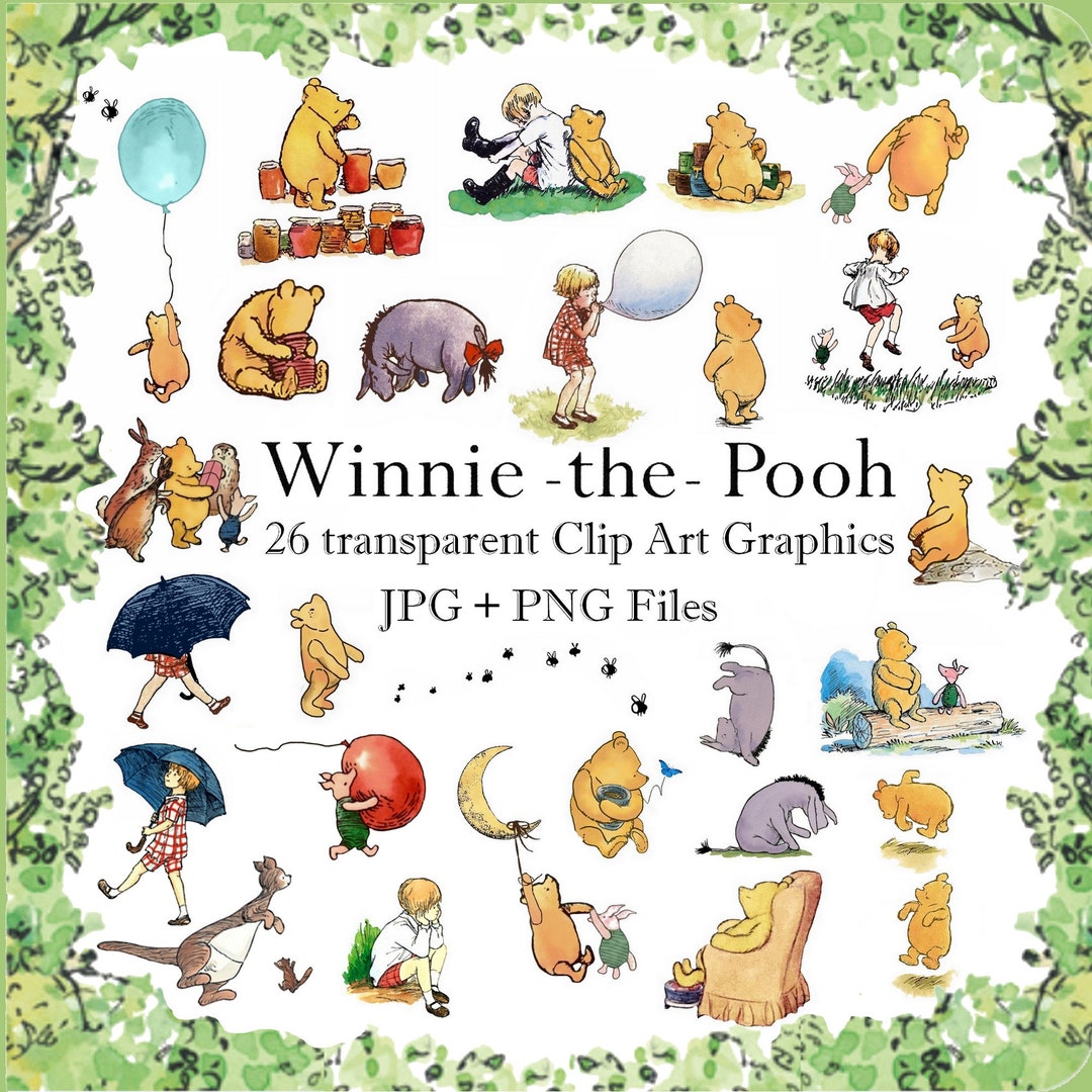 Hand-drawn Winnie the Pooh and Friends PNG Illustrations, Classic Style ...