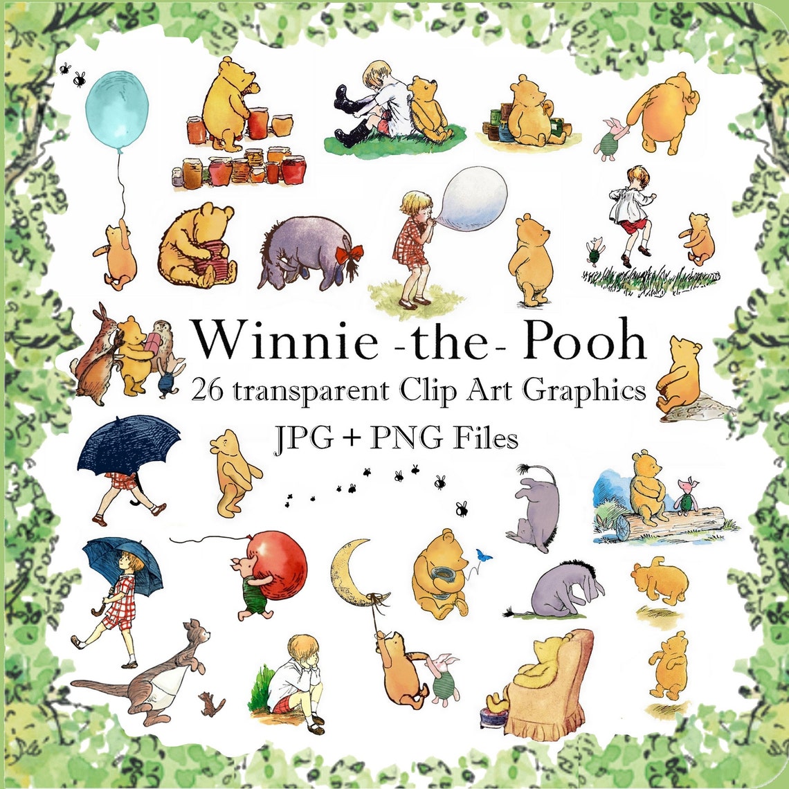Hand-drawn Winnie the Pooh and Friends PNG Illustrations, Classic Style ...