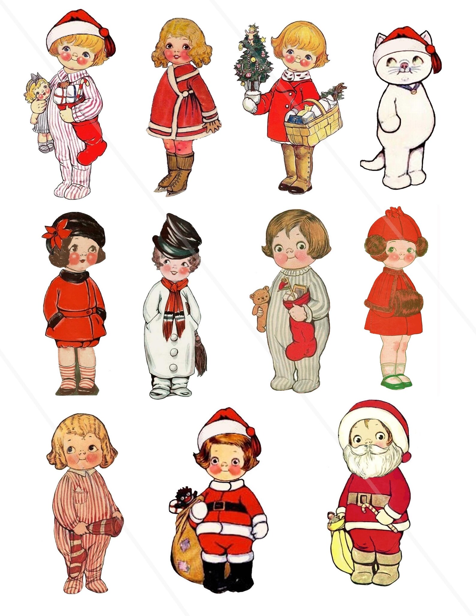 Vintage Christmas Dolly Dingle Clipart 50's Mid Century Christmas ...