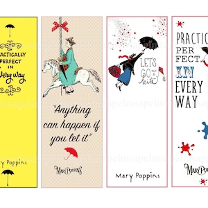 Mary Poppins Printable Bookmarks, Digital Bookmarks, Journal Tag Book ...