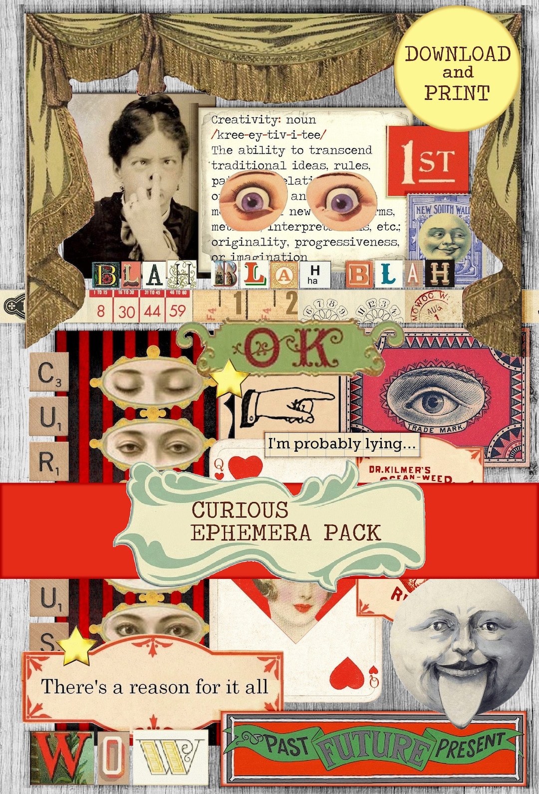 Curious Ephemera Pack – Vintage Digital Collage Sheet | Instant ...