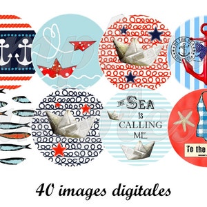 Nautical Circles Anchor Sea Digital Collage Sheet Digital Images ...