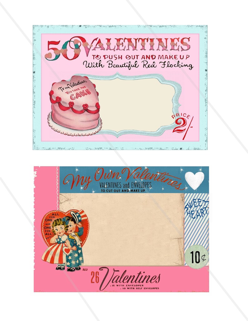 Retro Valentines Day Printable Cards Vintage Printable - Etsy