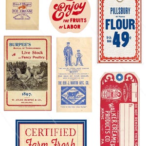 Farmhouse Clipart & Vintage Ephemera Country Printables, Junk Journal ...