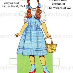 Rare Vintage Dorothy Wizard of Oz Paper Doll Digital Download Dress up ...