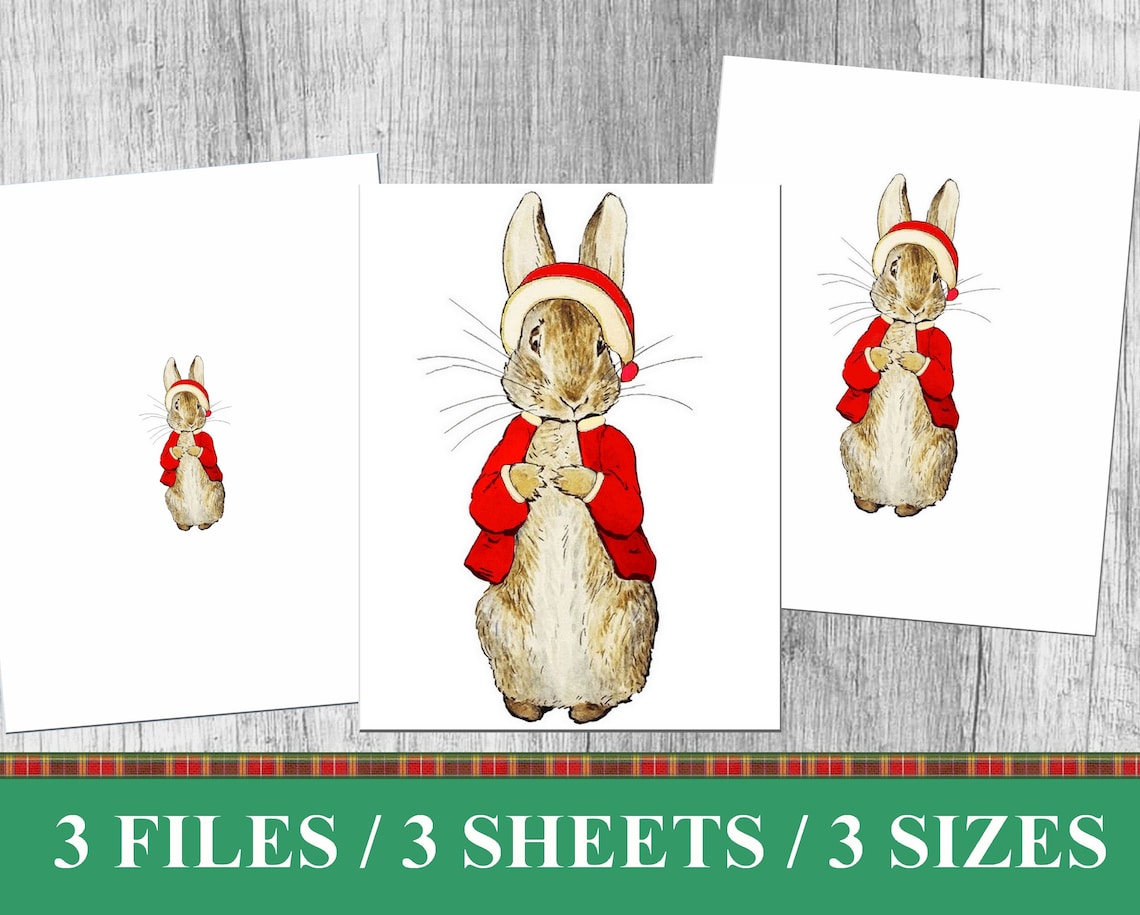 Digital Collage Sheet Christmas Peter Rabbit Beatrix Potter, Santa ...