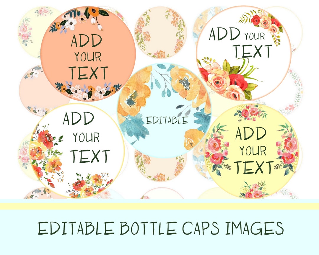 Editable Bottle Cap Collage Sheet 1.5" Digital Bottle Cap Images ...